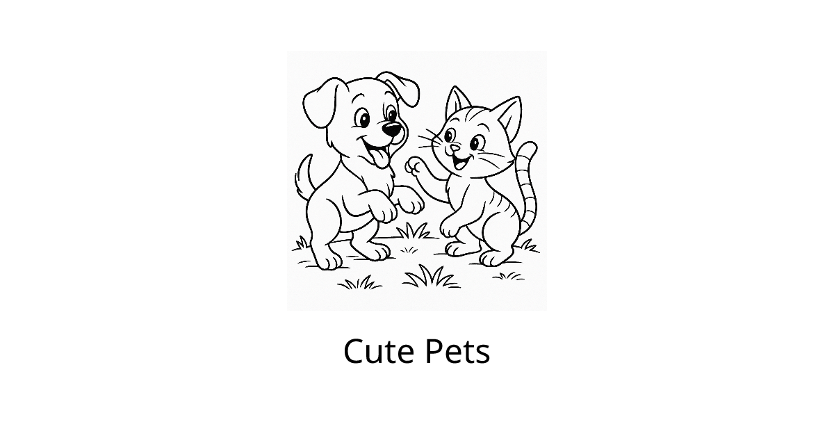 Cute Pets | Free Coloring Page